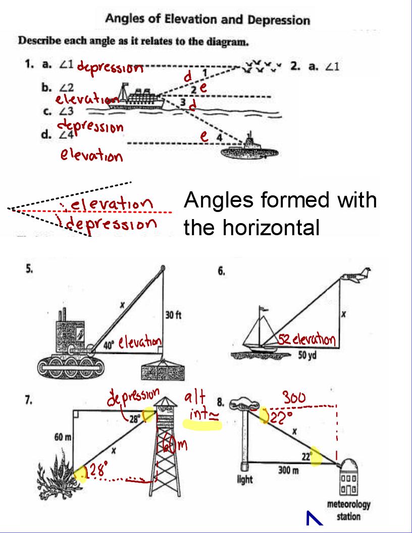 Lesson 6 Angle Elevation/Depression - edith lopez | Library | Formative