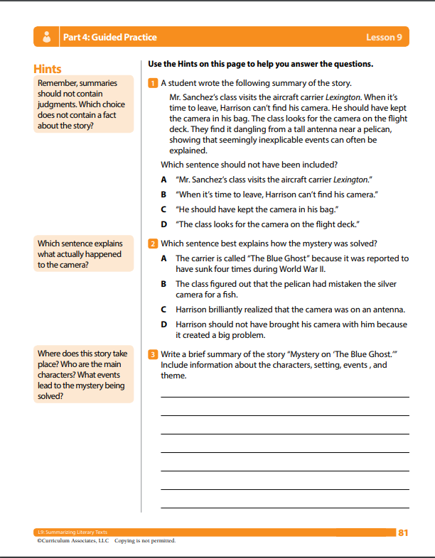 Ready ELA Lesson 9 Summarizing Literary Texts - Brandy Tada | Library ...