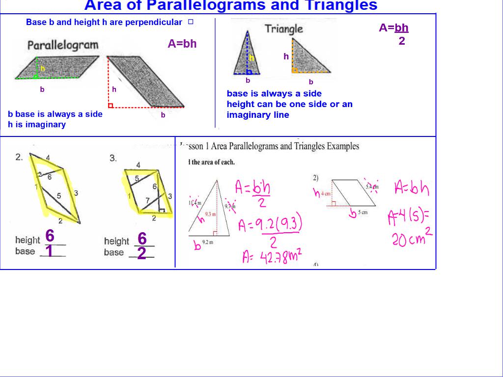 Lesson 1 Area Parallelogram/Triangle - edith lopez | Library | Formative
