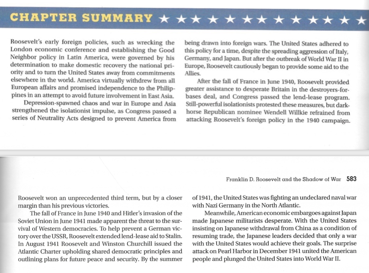 APUSH Chapter 33 - FDR and the Shadow of War (1933-1941) - Haiyen ...