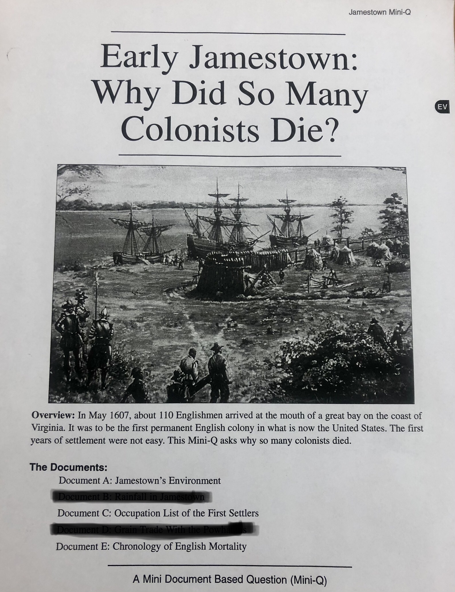 Early Jamestown Mini DBQ - Tapan Dave | Library | Formative