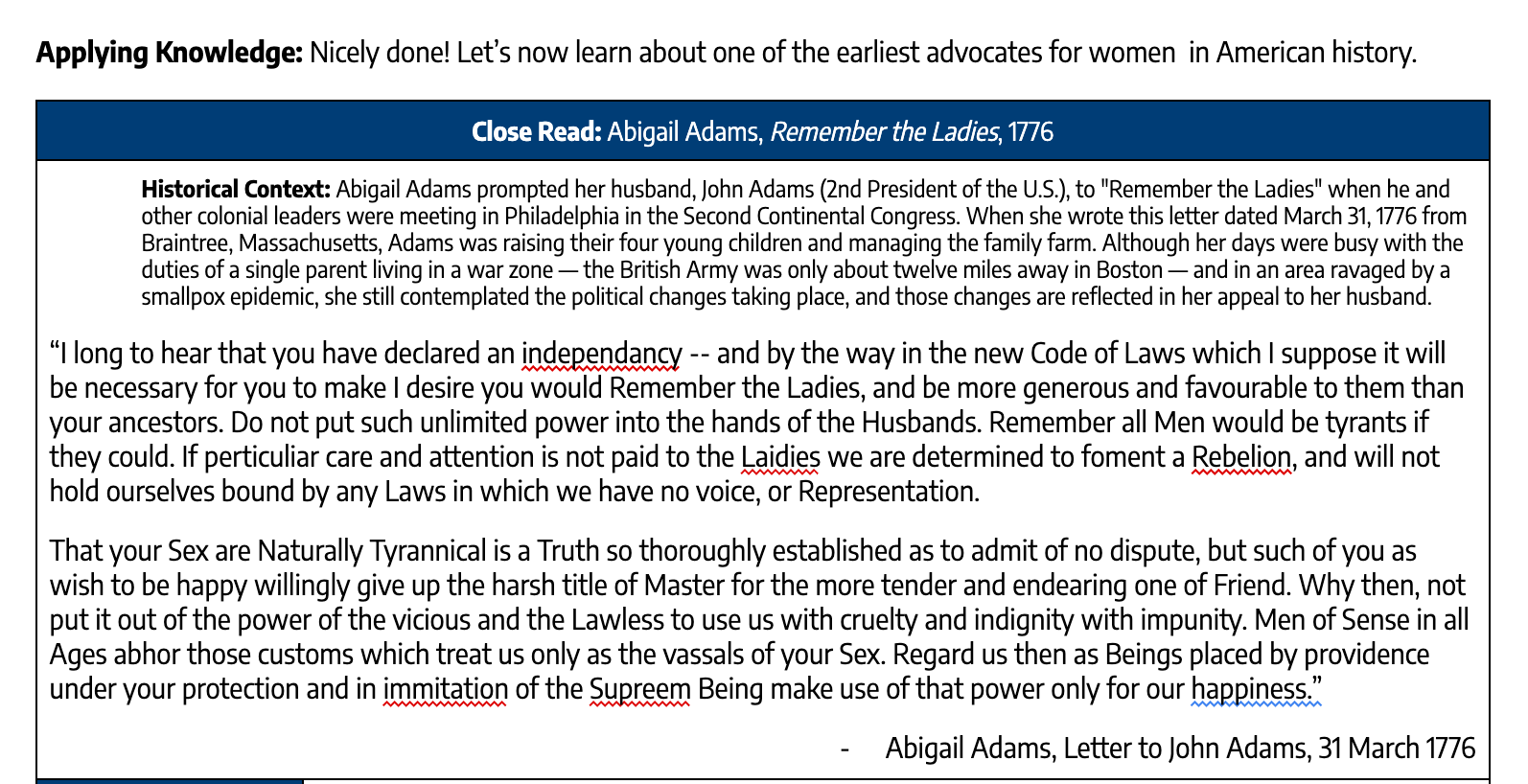 Unit 1.7 Homework: Remember the Ladies - Haiyen Truong | Library ...