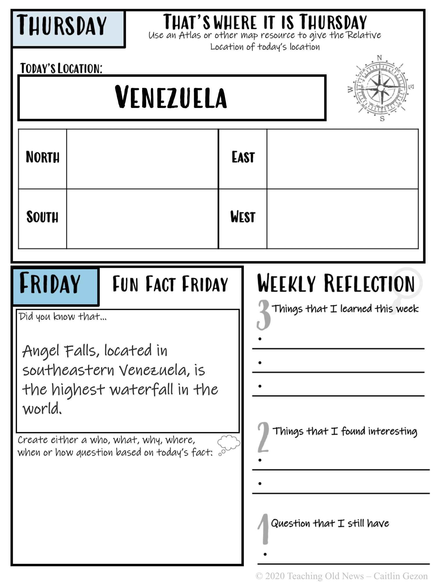 Daily Geography Warm-up Journal #13 - Tina Reckamp | Library | Formative