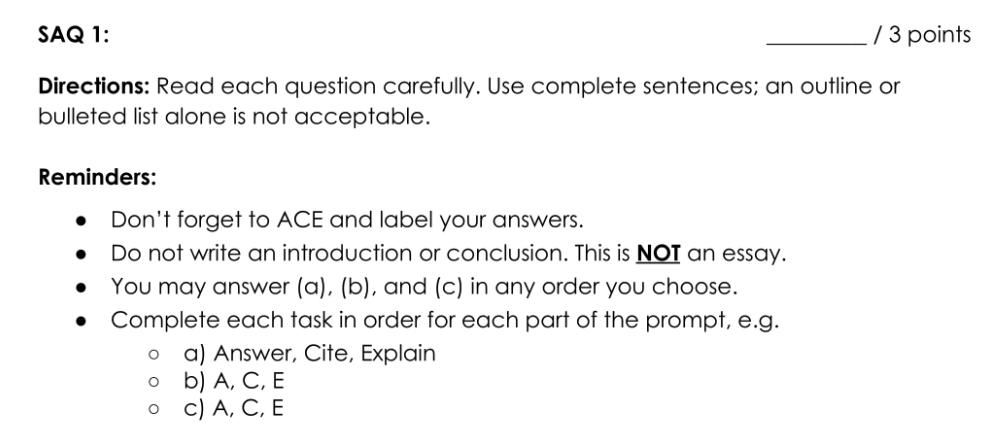 APUSH Period 2.1 SAQ: Chesapeake vs. New England Colonies - SY23 ...
