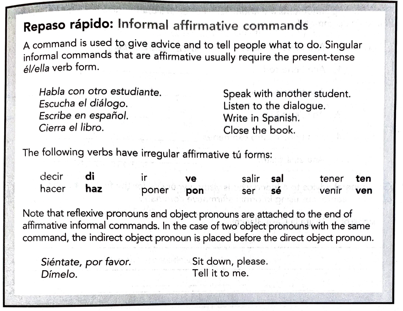 Informal affirmative commands ( Tú commands ) - Mary Bruton | Library ...