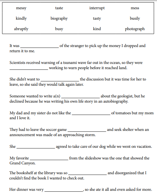11.2 Review Suffixes –ly and –y and Roots graph and rupt - Kelsey ...