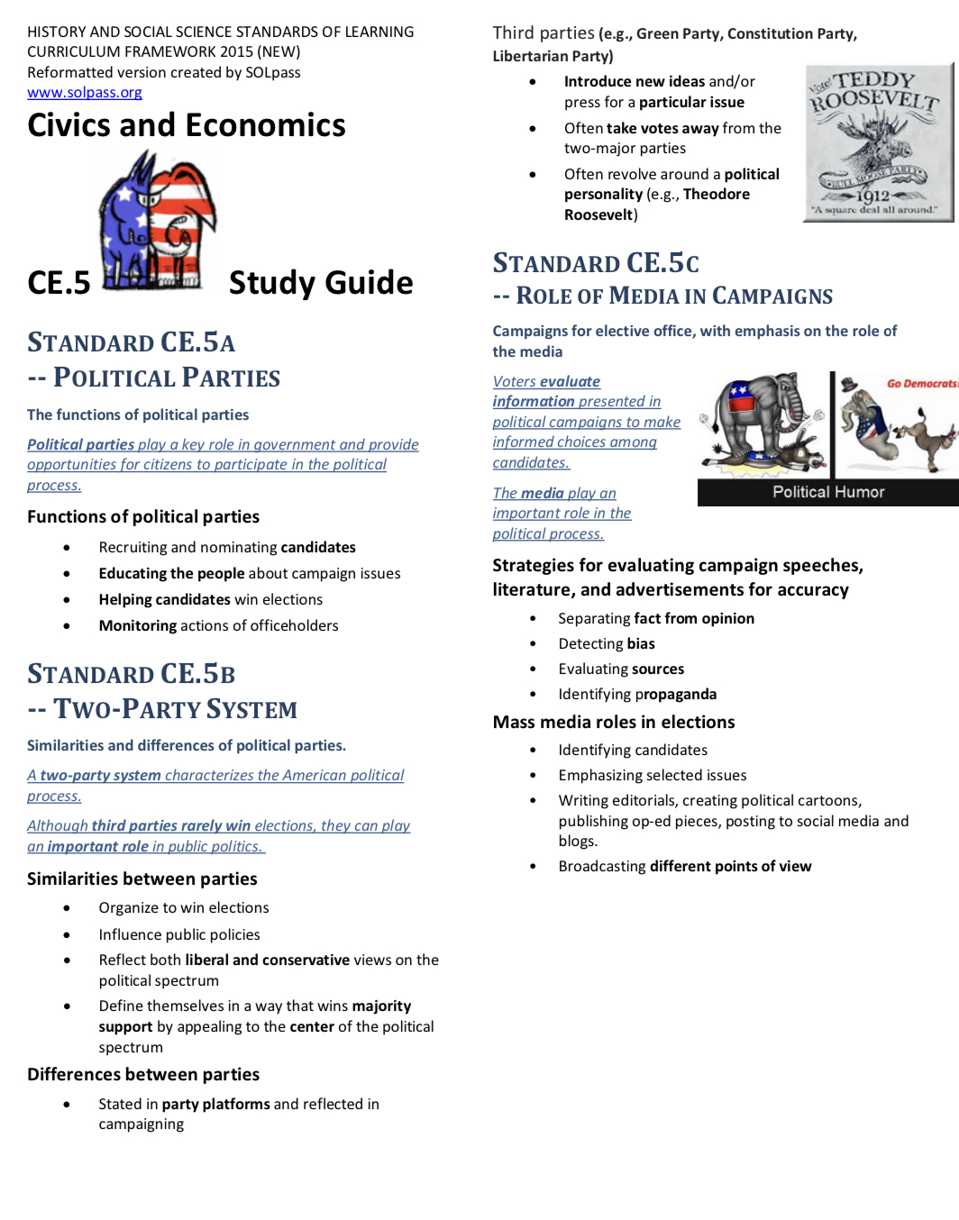 Civics SOL Review Standard 5: Political Process (Parties, Media, and ...